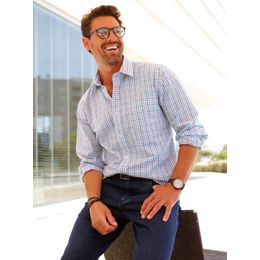 Marco Donati Herren Langarmhemd, blau, Gr. 41, gemustert, kariert, 100% Baumwolle, Hemden