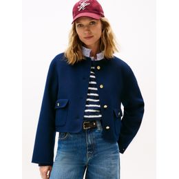 Tommy Hilfiger Damen Kurzjacke "DF WOOL BLEND REG LADY JACKET", blau, Gr. 40, unifarben, Web, Obermaterial: 60% Wolle, 40% Polyester, Jacken, mit