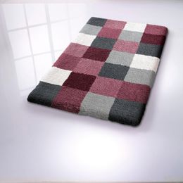 Badematte Kleine Wolke, H:25mm, rosa, Kunstfaser, Badematten, "Caro, Badvorleger, Badezimmer Teppich", Badteppich, modernes Karo-Muster,