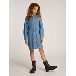 Mädchen Jeanskleid "LT BL TENCEL DENIM SHIRT DRESS", blau, Gr. 6, Calvin Klein Jeans, unifarben, Web, Obermaterial: 50% Baumwolle, 40% Lyocell, 10%