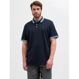 Jack & Jones PlusSize Herren Poloshirt "JJEPAULOS POLO SS NOOS PLS", blau, Gr. 5XL, JACK & JONES PLUSSIZE, unifarben, Piqué, Obermaterial: 100% Baumwolle, Shirts, mit Logo