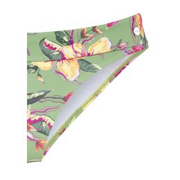 Lascana Damen Bikini-Hose "Malia", rosa, Gr. 44, bedruckt, floral, Microfaser, Microfaser, Polyamid, Badehosen, mit Umschlagbund mit tropischem Print