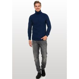 Rusty Neal Herren Rollkragenpullover, blau, Gr. L, unifarben, 70% Polyacryl, 30% Baumwolle, Pullover, in modischem Design