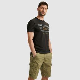 PME-Legend PME LEGEND Herren T-Shirt "Short sleeve r-neck open end jersey", schwarz, Gr. XXL, bedruckt, unifarben, Jersey, Obermaterial: 100% Baumwolle, Shirts,