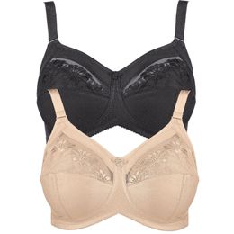 Anita Damen Entlastungs-BH "2er Pack Komfort BH ohne Bügel Safina", Gr. 85schwarz sand, Obermaterial: 50% Polyamid PA. 25% Polyester PES. 10%