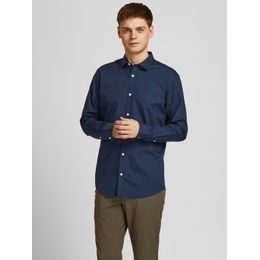 Jack & Jones JACK & JONES Herren Langarmhemd "JJJOE SHIRT LS 2 PACK MP", wei&szlig;, Gr. L, unifarben, Web, Obermaterial: 65% Polyester, 35% Baumwolle, Hemden