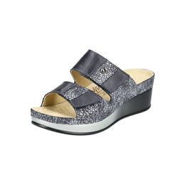 Vital Damen Pantolette "Vital Pantoletten Leder", Gr. 41, silber, Leder, Schuhe