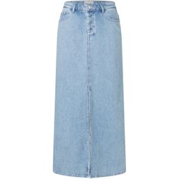 MAC Damen Maxirock "MAXI SKIRT", blau, Gr. M, unifarben, Denim/Jeans, Obermaterial: 99% Baumwolle, 1% Elasthan, Röcke, im Five-Pocket Style