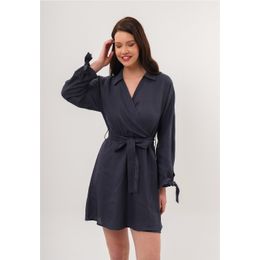 FRESHLIONS Damen Jerseykleid "Joana", blau, Gr. S, 100% Leinen, Kleider, in Wickeloptik