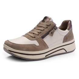 Ara Damen Sneaker "SAPPORO", Gr. 6, beige, Glattleder, Veloursleder, Schuhe, Freizeitschuh, Halbschuh, Schn&uuml;rschuh in Komfortweite H = sehr weit