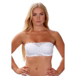After Eden D-cup & up Damen Bandeau-BH "ANNA", AFTER EDEN D-CUP & UP, Gr. 70, wei&szlig;, Spitze, Obermaterial: 84% Polyamid, 16% Elasthan, unifarben, BHs, abnehmbare Tr&auml;ger,