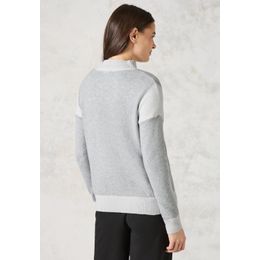 Cecil Damen Stehkragenpullover, grau, Gr. XL, unifarben, Web, 37% Baumwolle, 34% Polyacryl, 26% Polyester, 3% Elasthan, Pullover, aus Baumwolle mit