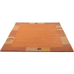 Wollteppich Theko, B:160cm H:13mm L:230cm, orange, Viskose, Wolle, Wohnzimmer, Teppiche, "Royal Ganges", 95% Wolle, mit Bord&uuml;re, ideal im Wohnzimmer