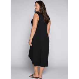 sheego Damen Sommerkleid "Strandkleid", schwarz, Gr. 48, unifarben, 95% Viskose, 5% Elasthan, Kleider