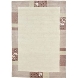 Wollteppich Theko, B:60cm H:13mm L:90cm, beige, Viskose, Wolle, Wohnzimmer, Teppiche, "Royal Ganges", 95% Wolle, mit Bord&uuml;re, ideal im Wohnzimmer &