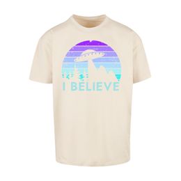 F4NT4STIC Damen T-Shirt "I BELIEVE UFO Alien Raumschiff Retro", beige, Gr. XS, Obermaterial: 100% Baumwolle, Shirts, Premium Qualit&auml;t