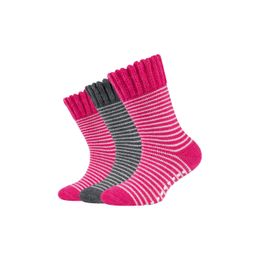 Camano Damen Socken "Kinder Socken cozy Anti-Rutsch 3er Pack", Gr. 27fuchsia, 85% Polyacryl, 12% Polyester, 3% Elasthan, gestreift, Socken, 3er Pack
