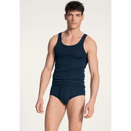 Calida Herren Tanktop "Twisted Cotton", Gr. S, blau, Feinripp, Obermaterial: 100% Baumwolle, unifarben, Tops, Pure Cotton, Feinripp-Qualit&auml;t,