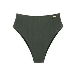 Damen Highwaist-Bikini-Hose "Nela", gr&uuml;n, Gr. 40, Copenhagen Studios, strukturiert, unifarben, Rippware, Recycling-Polyamid, Badehosen, mit h&ouml;herem