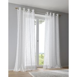 Vorhang Kutti, B:135cm H:245cm, wei&szlig;, Ausbrenner, Baumwolle, Polyester, Wohnzimmer, Gardinen, "Seabird", Gardine Ausbrenner transparent maritim
