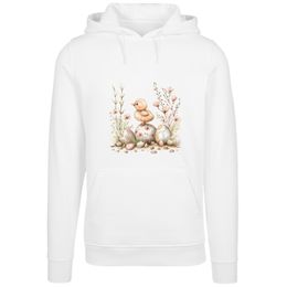 F4NT4STIC Damen Kapuzenpullover "Ostern K&uuml;ken Ei Blumen", wei&szlig;, Gr. L, Obermaterial: 65% Baumwolle, 35% Polyester, Pullover, Premium Qualit&auml;t