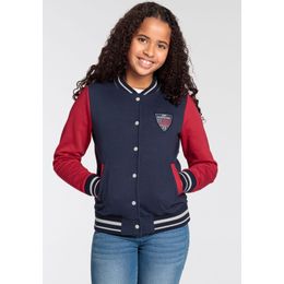 DELMAO M&auml;dchen Sweatjacke "f&uuml;r M&auml;dchen", blau, Gr. 176, angeraute Sweatware, Obermaterial: 100% Baumwolle, Sweatjacken, im College-Style