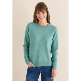 Strickpullover Cecil, Damen, Gr. L (42), conifere grün melange, Web, 33% Polyester, 31% Polyacryl, 24% Baumwolle, 12% Nylon, unifarben, normal normal, Rundhals, Strickbündchen, Pullover, aus Feinstrick