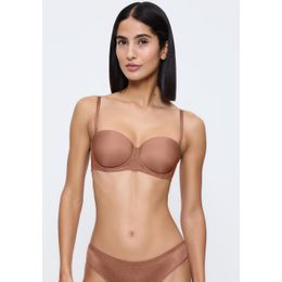 Triumph Damen B&uuml;gel-BH "Signature Sheer", Gr. 70, braun, T&uuml;ll, Obermaterial: 41% Polyamid, 41% Polyester, 18% Elasthan, BHs, Monogramm-T&uuml;ll,