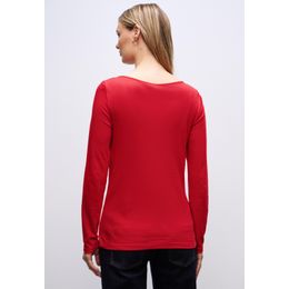Street One Damen Langarmshirt, rot, Gr. 46, unifarben, Web, 50% Baumwolle, 50% Modal, Shirts, in Unifarbe