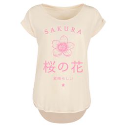 F4NT4STIC Damen T-Shirt "Sakura Flower Japan", beige, Gr. S, Obermaterial: 100% Baumwolle, Shirts, Print