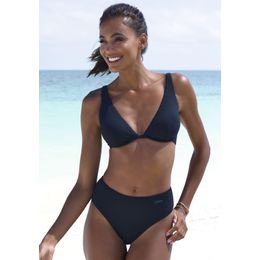 ELBSAND Damen B&uuml;gel-Bikini, schwarz, Gr. 40, strukturiert, unifarben, Recycling-Polyamid, Bikini-Sets, aus trendiger Rippware