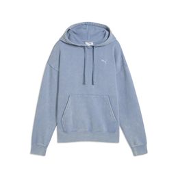 Puma Damen Hoodie "Essentials Elevated Relaxed Wash Hoodie Damen", blau, Gr. XS, Obermaterial: 66% Baumwolle, 34% Polyester; Kapuze: 66% Baumwolle,