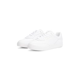 Tommy Hilfiger Damen Plateausneaker "CASUAL CUPSOLE SNEAKER", Gr. 36, wei&szlig;, Nappaleder, unifarben, Schuhe, Freizeitschuh, Halbschuh, Schn&uuml;rer mit