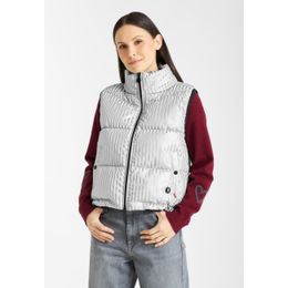 Frieda & Freddies New York Damen Steppweste "Fake Down Vest /", grau, Gr. 38, FRIEDA & FREDDIES, gestreift, 100% Polyester, Westen