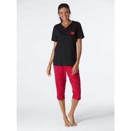 w&auml;schepur W&Auml;SCHEPUR Damen Capri-Pyjama, Gr. 36, schwarz, 100% Baumwolle, Homewear-Sets