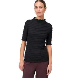 Zero Damen 3/4-Arm-Shirt "Damen Shirt mit Rüschen", schwarz, Gr. 44, unifarben, Jersey, Obermaterial: 98% Polyester, 2% Elastan. Ärmelfutter: ohne