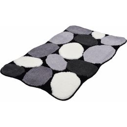 Badematte Kleine Wolke, H:15mm, schwarz, Kunstfaser, Badematten, "Stone", Badteppich, Stein Optik, Hoch-Tief Effekt, waschbar