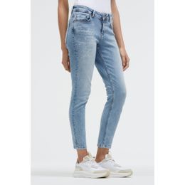SOCCX Damen Slim-fit-Jeans, blau, Gr. 26, bedruckt, Denim/Jeans, Material: 99% Baumwolle, 1% Elasthan, Zusatz: Enth&auml;lt nichttextile Teile tierischen