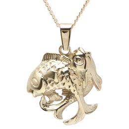 OSTSEE-SCHMUCK Damen Kette mit Anh&auml;nger "OSTSEE-SCHMUCK Kette mit Anh&auml;nger Tierkreiszeichen Fische", 45cm, Gelbgold 333, L: 42, gold, Gelbgold 333,