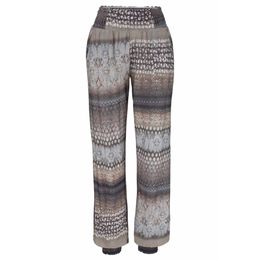 Buffalo Damen Strandhose, bunt, Gr. 36, bedruckt, Jersey, Obermaterial: 100% Viskose, Hosen, mit Alloverdruck und Taschen, Jerseyhose, Relaxhose