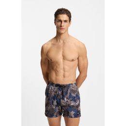 BOSS Herren Badeshorts "Piranha", transparent, Gr. XXL, Microfaser, Obermaterial: 100% Polyester, Badehosen, mit buntem Alloverdruck