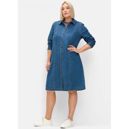 sheego Damen Jeanskleid "Jeanskleid", blau, Gr. 48, unifarben, 98% Baumwolle, 2% Elasthan, Kleider