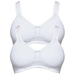 SuSa Damen Entlastungs-BH "2er Pack Entlastungs BH ohne B&uuml;gel Basics", Gr. 90, wei&szlig;, Stoff, Obermaterial: 97% Baumwolle CO. 3% Elasthan EL., BHs