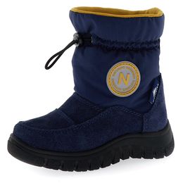 Naturino Damen Winterstiefel "VARNA 2 WP", Gr. 28, blau, Nylon, Veloursleder, Schuhe, Snowboots, Winterschuh mit Wollfutter, Gr&ouml;&szlig;enschablone zum