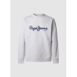 Pepe Jeans Herren Sweatshirt "DORIAN CREW", grau, Gr. XL, bedruckt, meliert, Sweatware, Obermaterial: 100% Baumwolle, Sweatshirts, mit Logo-Druck im