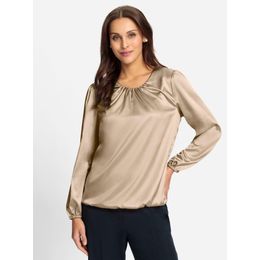 Lady Damen Satinbluse, beige, Gr. 38, unifarben, 97% Polyester, 3% Elasthan, Blusen
