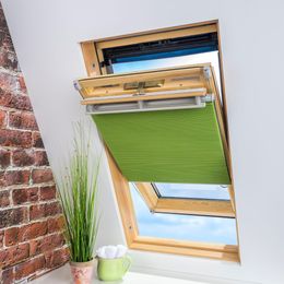 Dachfensterplissee Liedeco, B:83cm H:141cm, gr&uuml;n, Obermaterial: 100% Polyester, Plissees, "Universal Dachfenster-Plissee", Fixma&szlig;