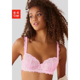 Lascana Damen Balconette-BH, Gr. 70, rosa, Spitze, Obermaterial: 88% Polyamid, 12% Elasthan, BHs, mit extravaganten Spitzentr&auml;gern, Dessous
