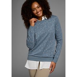 Kangaroos Damen Sweatshirt, blau, Gr. 44, bedruckt, Interlock, Obermaterial: 60% Baumwolle, 40% Polyester, Sweatshirts, Langarm, bedruckt,
