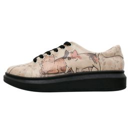 DOGO Damen Plateausneaker "Myra Low-Top Sneaker Mexican Damen Sneaker", Gr. 36, braun, Lederimitat, Schuhe, Handgefertigt